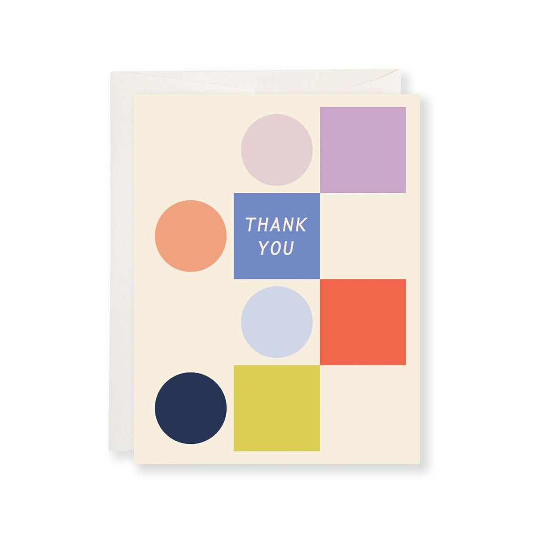 Colorful Shapes Thank You Greeting Card - Etsy