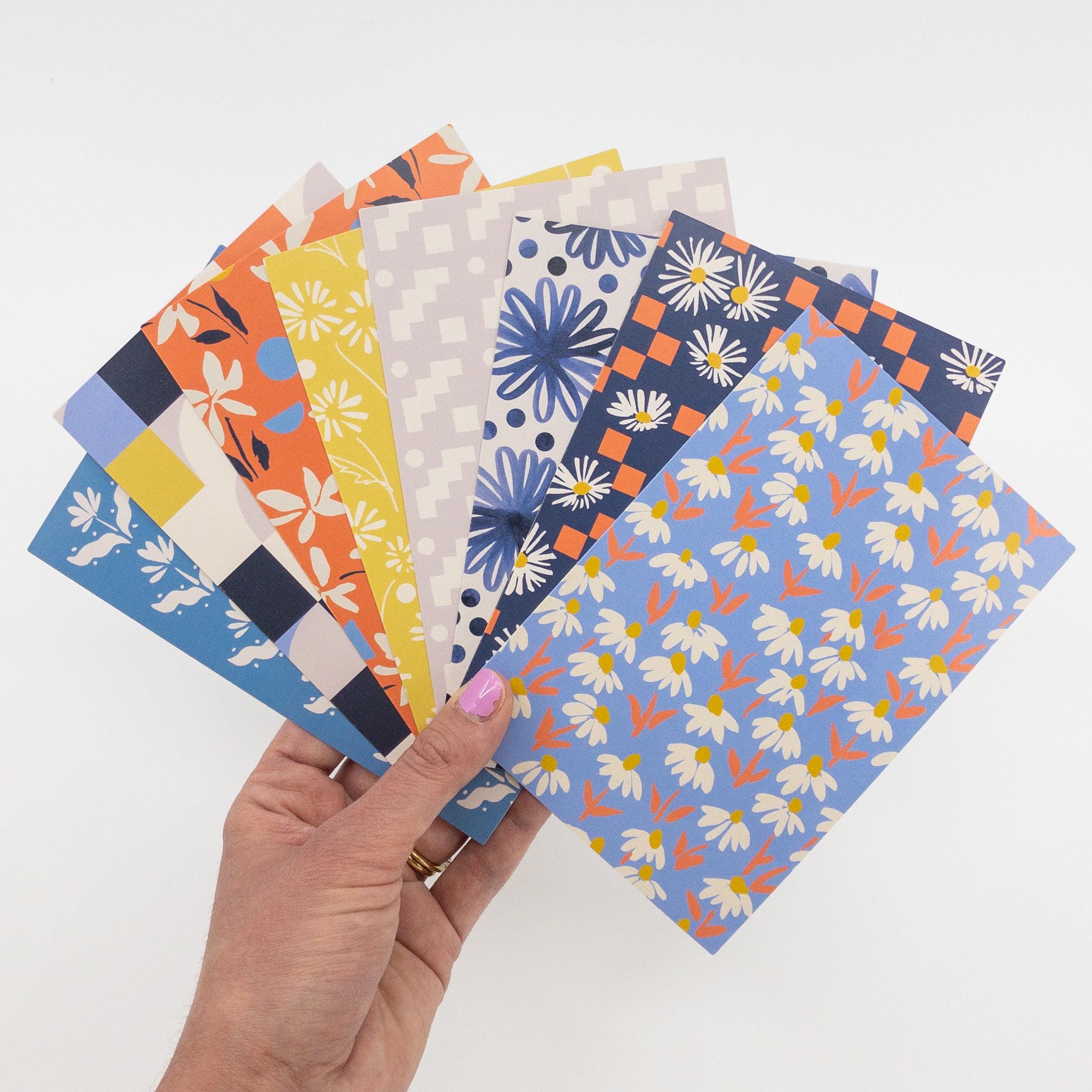 Set of 8 Assorted Postcards - Floral & Geometric Designs - Etsy
