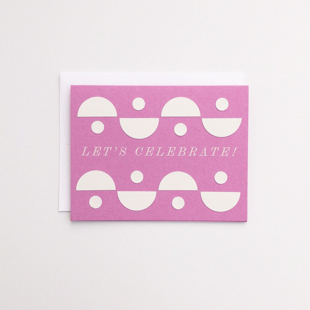Let's Celebrate Card | Hand-cut Paper Design on Orchid Pink - Etsy