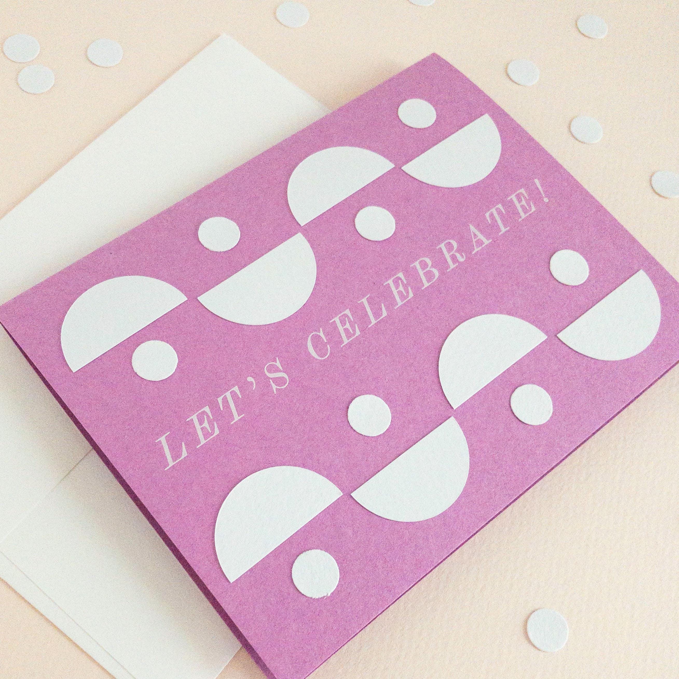 Let's Celebrate Card | Hand-cut Paper Design on Orchid Pink - Etsy