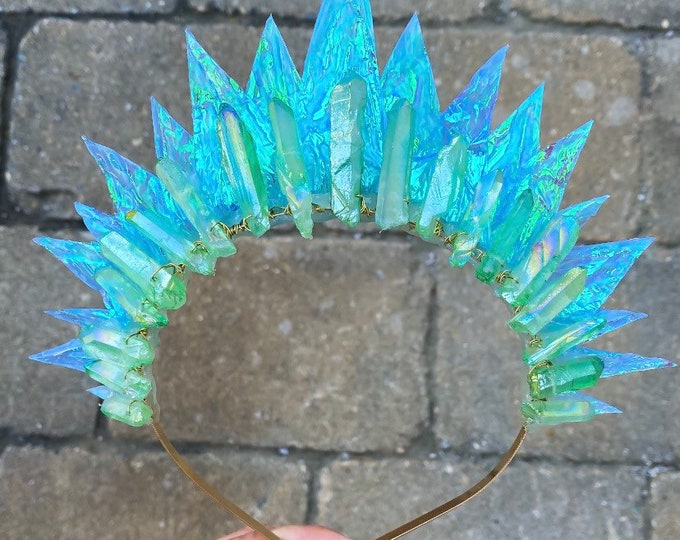 The Polished Angel Aura Quartz Witch Crystal Crown polished Angel Aura ...