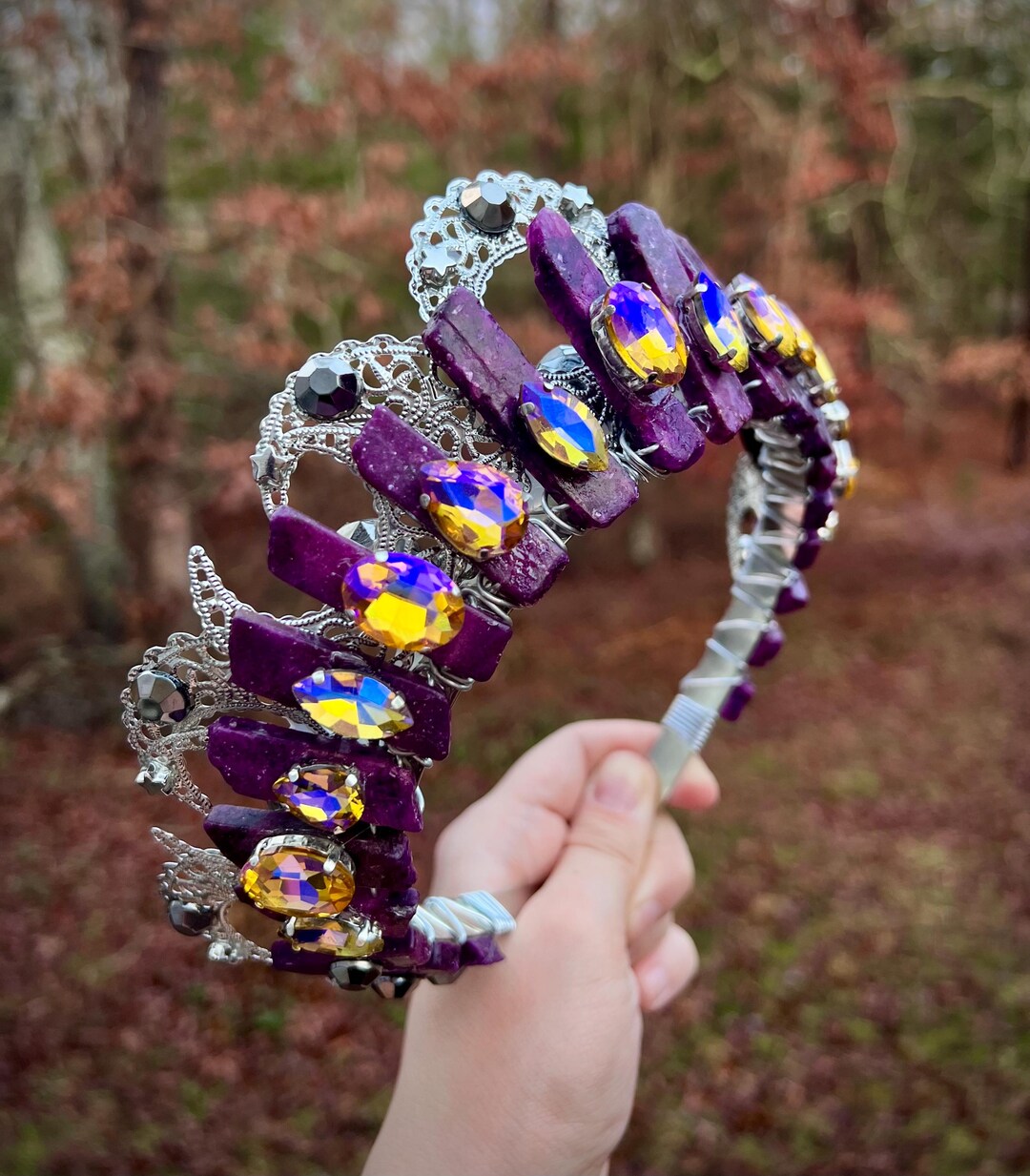 The Amren Crystal Crown, Halo Crown, Mermaid Crown, Bridal Crown, Rave ...