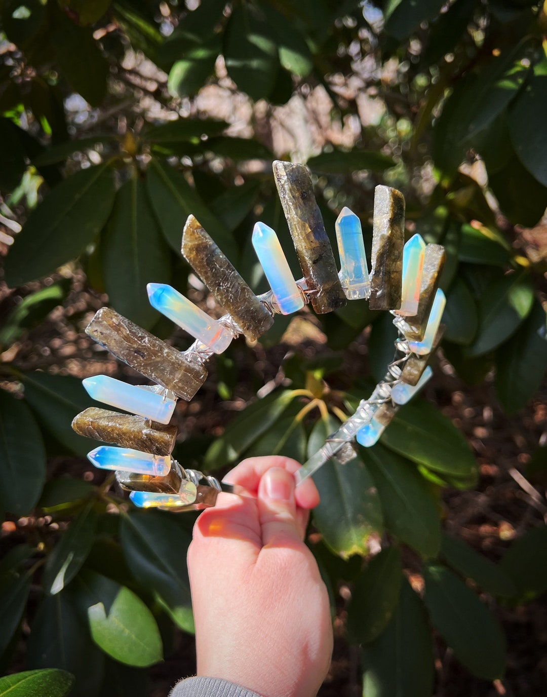 Labradorite & Opalite Crystal Crown: Silver Witch Headband - Etsy