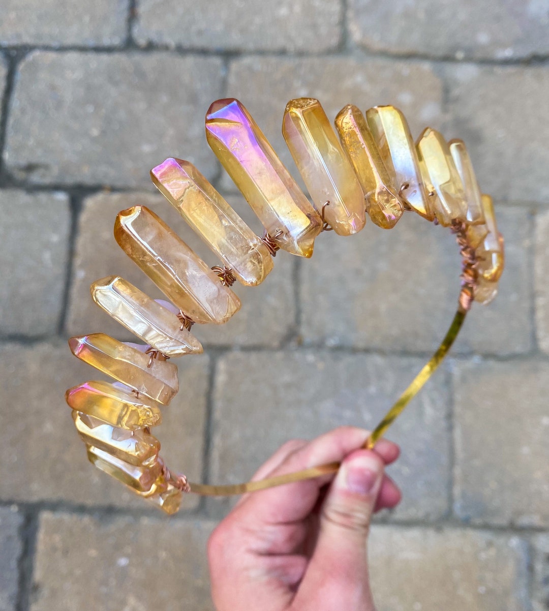 The Polished Orange Aura Quartz Witch Crystal Crown (aura Polished ...