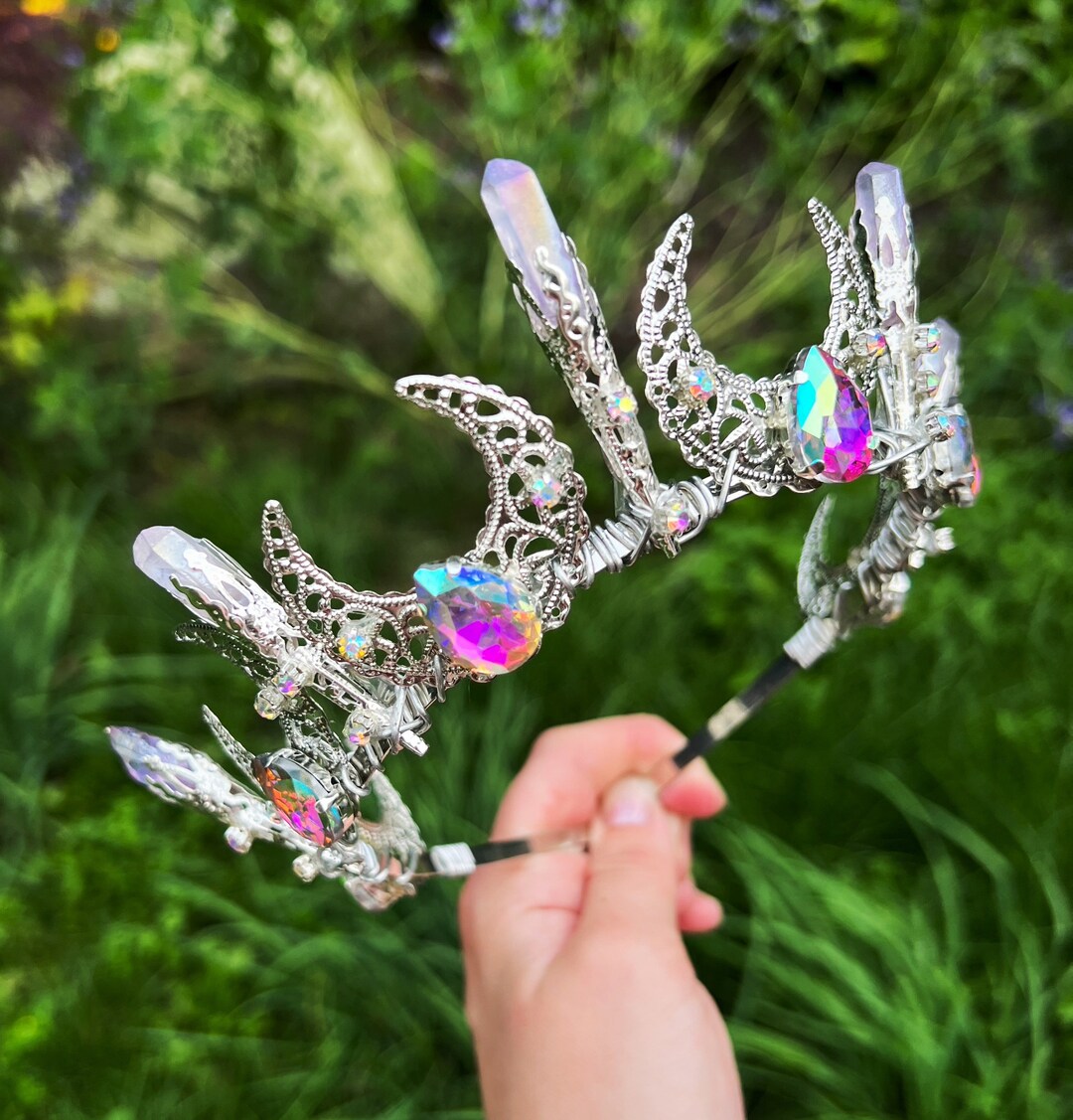 The Luna Aura Quartz Witch Crystal Crown (angel Aura Quartz Crown ...
