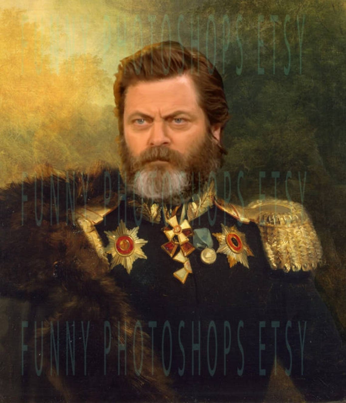 Nick Offerman Classical Painting Photoshop Poster Actor | Etsy