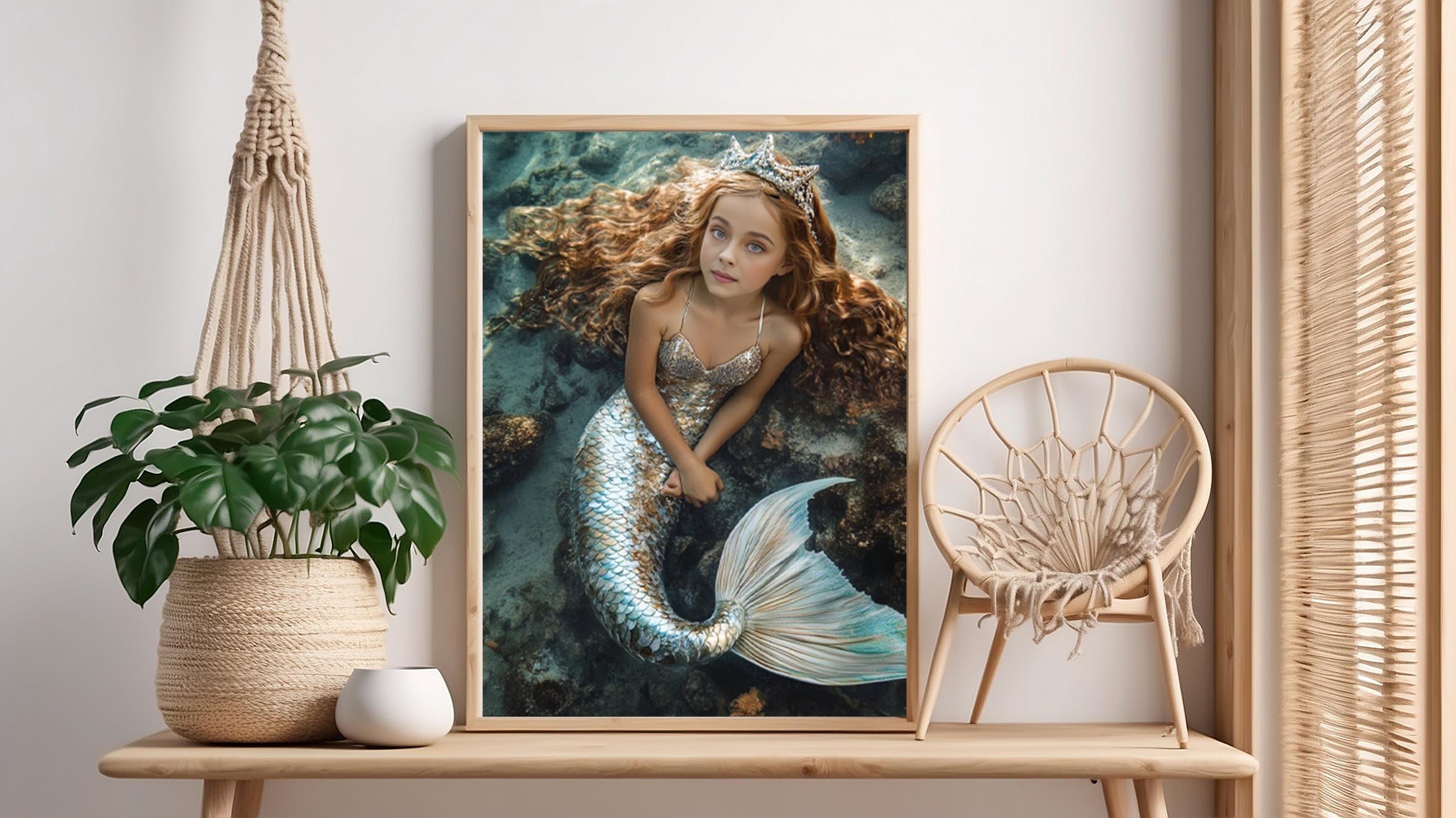 Custom Mermaid Portrait From Photo, Fantasy Art Poster, Birthday Gift ...