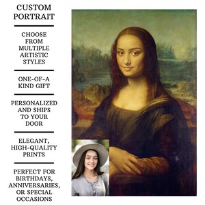 Custom Mona Lisa Portrait From Photo, Famous Historical Portrait, Wall ...