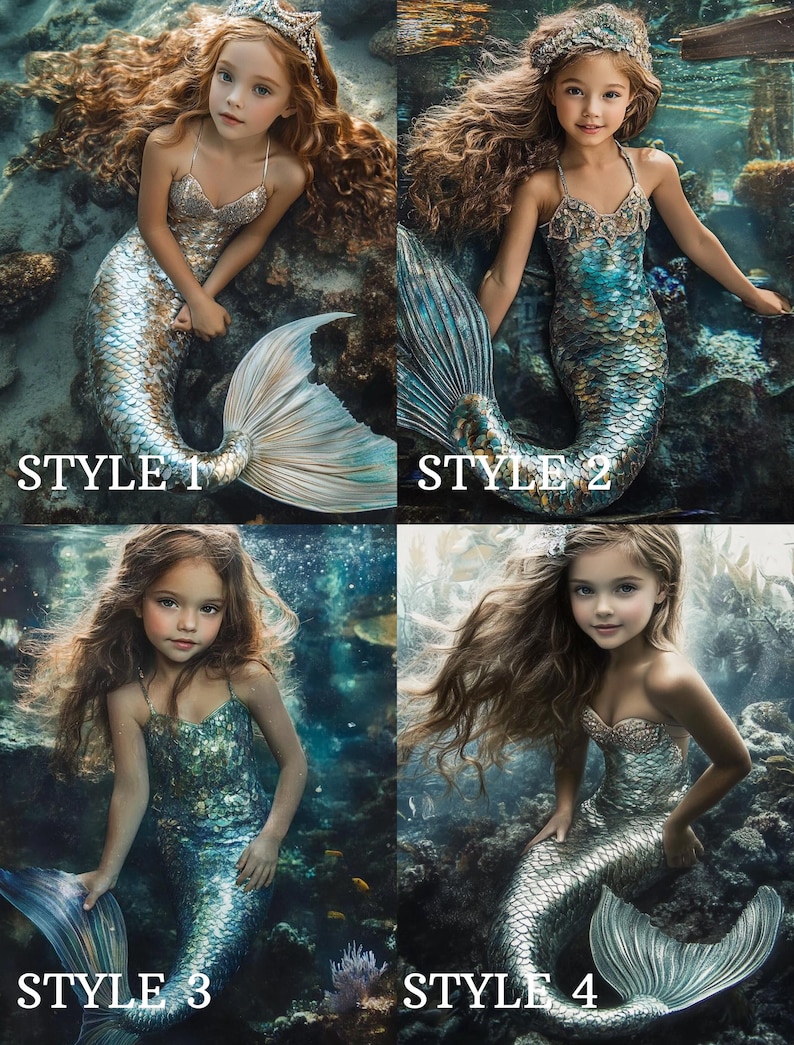 Custom Mermaid Portrait: Personalized Birthday Gift (digital, Poster ...