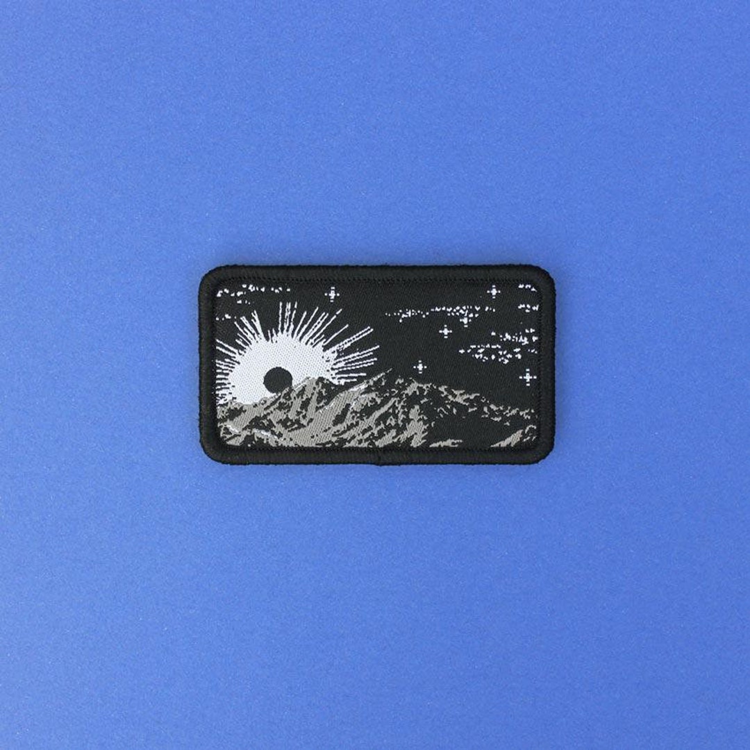 Eclipse Hook and Loop Patch - Wanderlust Mountain Landscape Black and ...