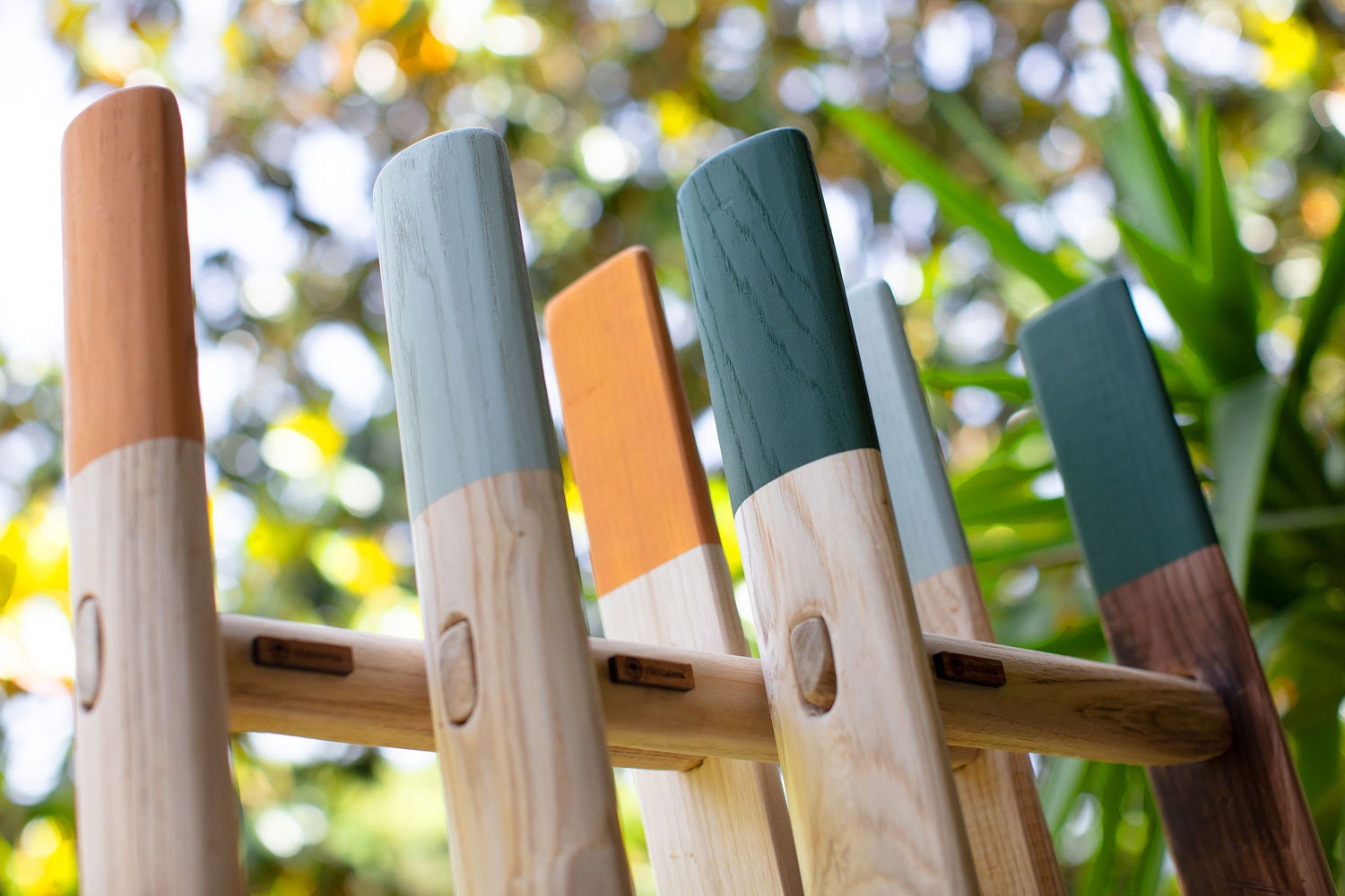 Solid Wood Ladder With Custom Color Painted Tips - (holes and Steel ...