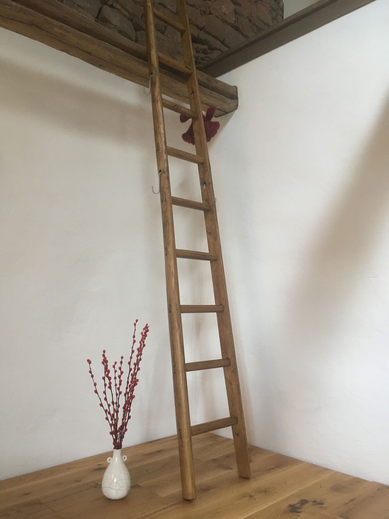 Solid wood ladder in chest nut wood with Vintage | Etsy