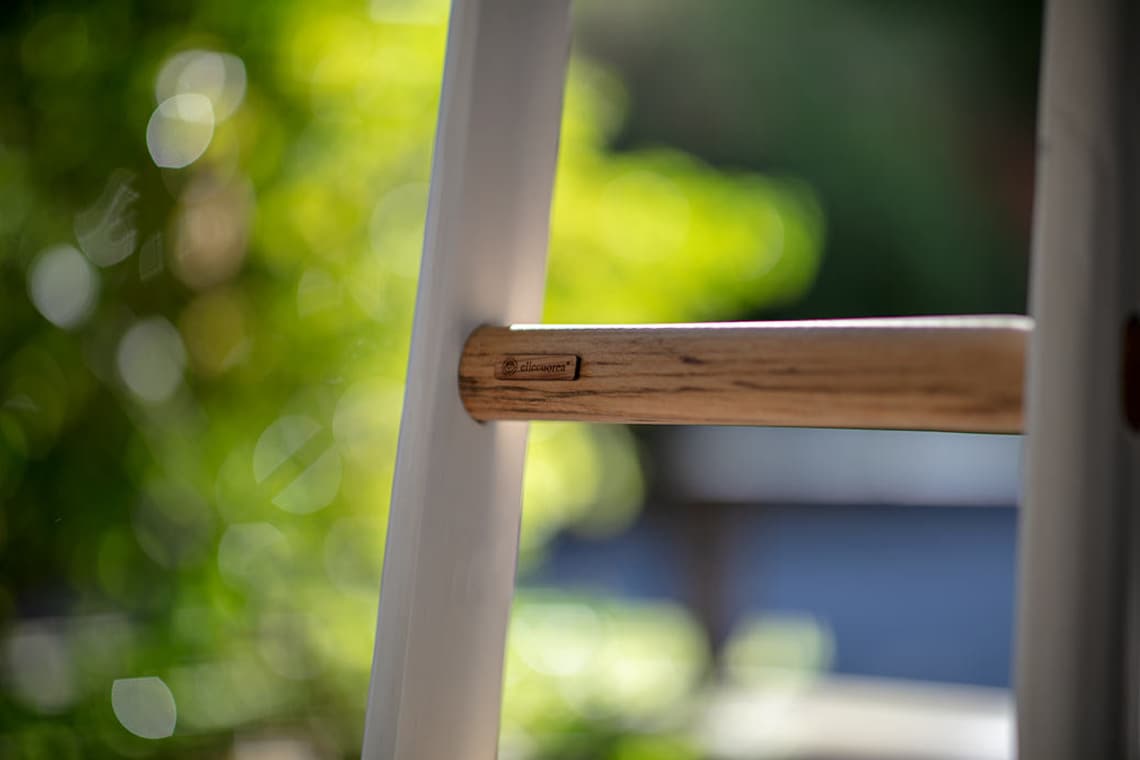 Solid Wood Ladder in Chest Nut Wood With Painted Bands and Natural Pegs ...
