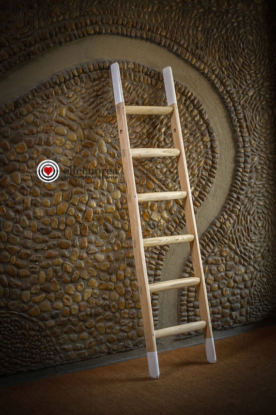 Solid Wood Ladder With Custom Color Painted Tips holes and | Etsy UK