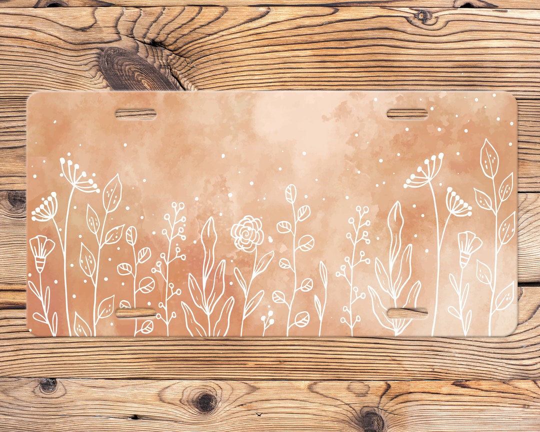 Neutral Watercolor Flower Field License Plate - Etsy