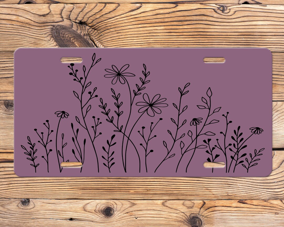 Hand Drawn Wildflower Field License Plate Purple - Etsy