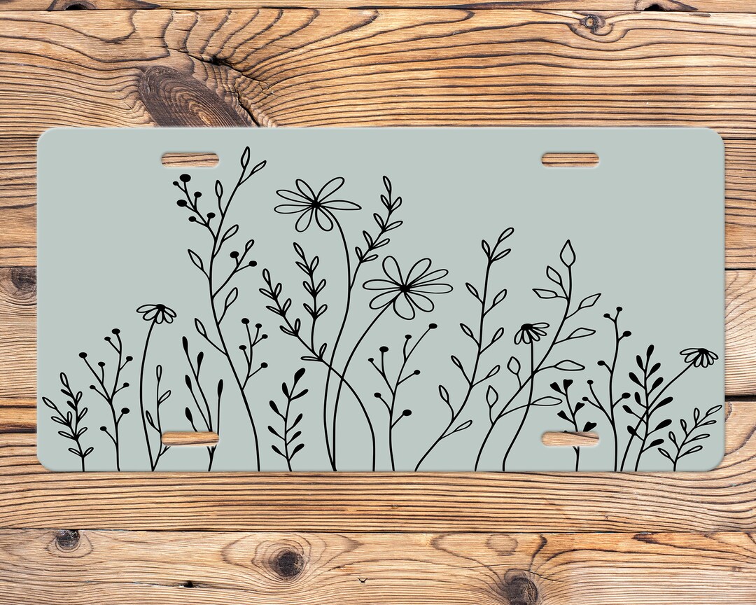Hand Drawn Wildflower Field License Plate Light Blue - Etsy