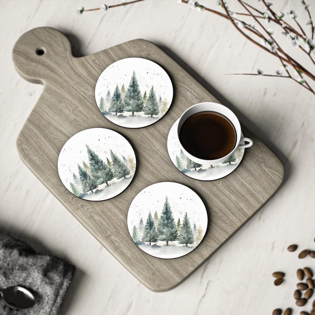 Christmas Tree Coasters, Rustic Forest Coasters, Rustic Tree Coasters ...