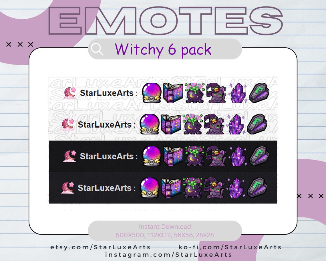 Witchy Emote Set 6 Emotes for Twitch Youtube Facebook Discord Tiktok ...