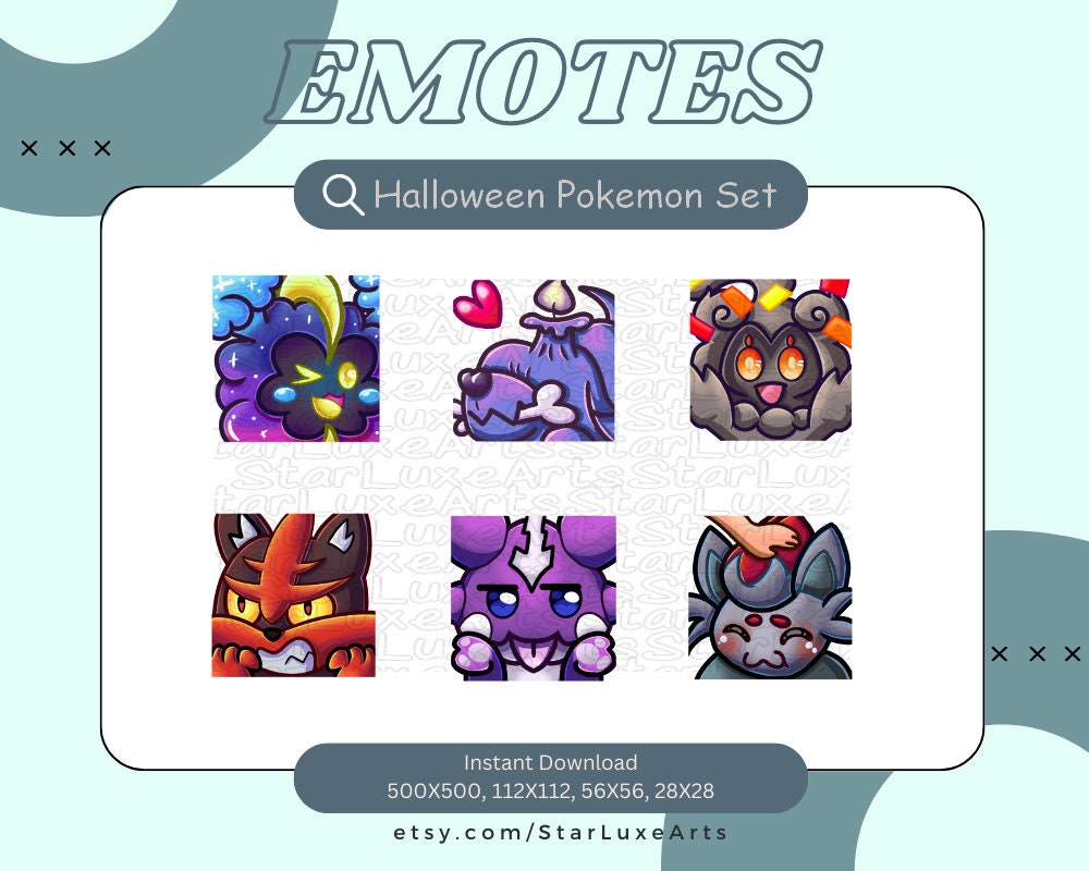 Halloween Pokemon Inspired Emote Set for Twitch Discord Youtube Kick ...