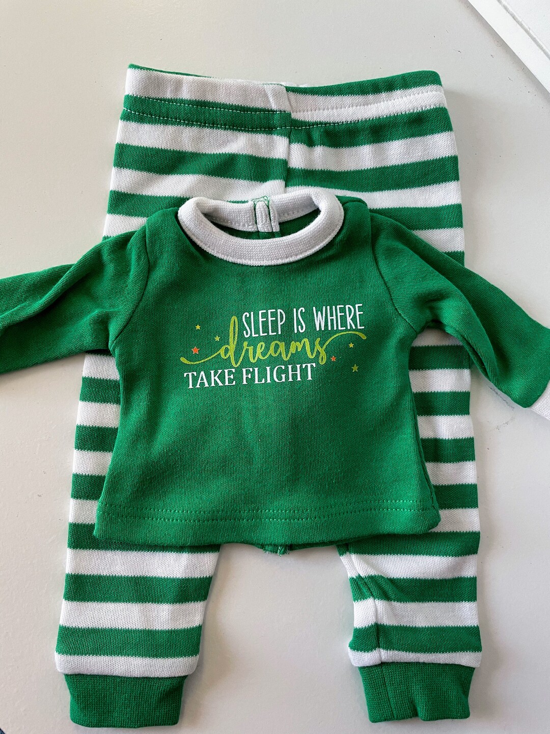 Green and White Strip, Sleep is Where Dreams Take Flight Pajamas for 18 ...