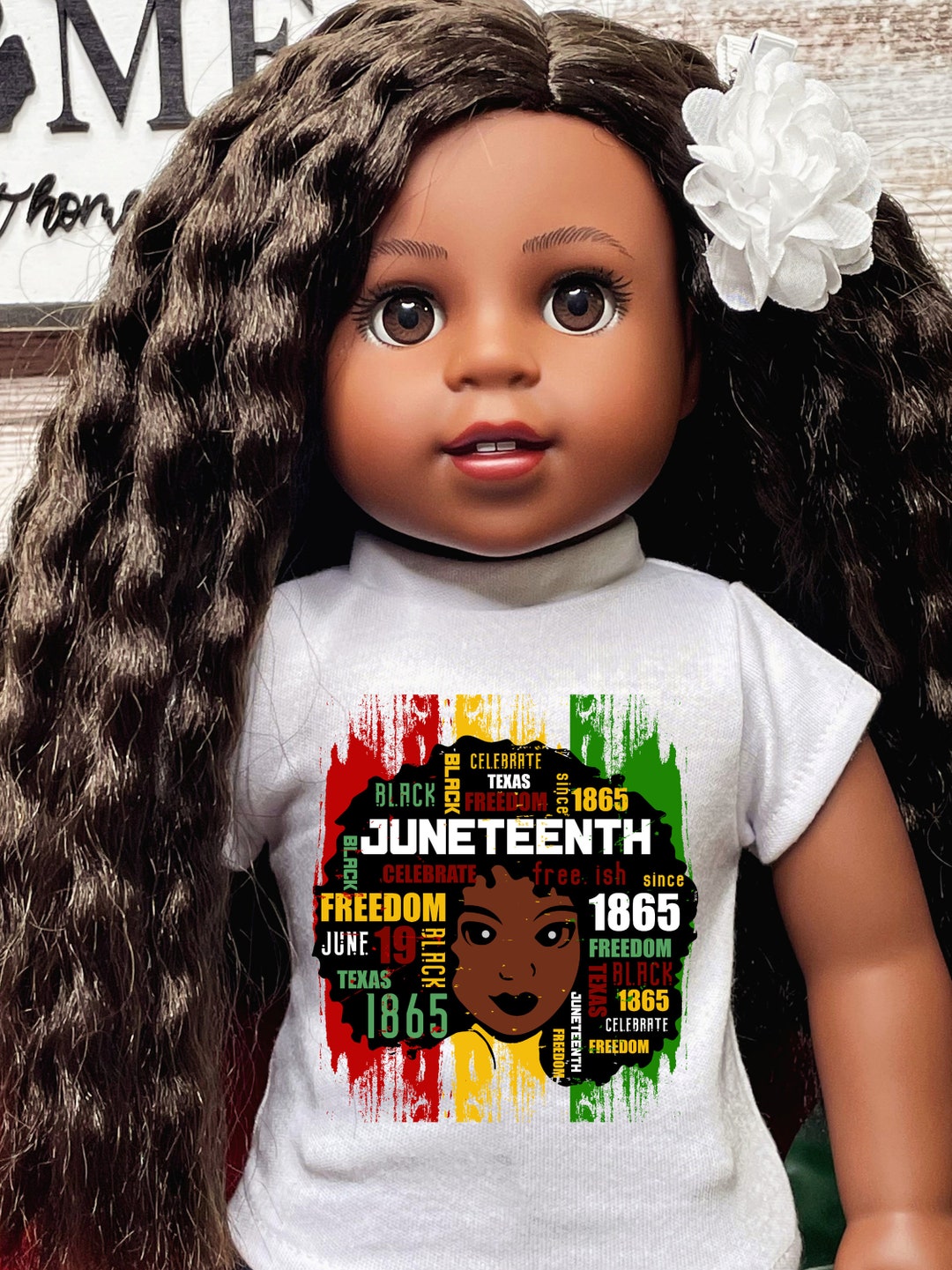 Juneteenth Afro Girl Graphic Tee 18 Inch Dolls American Girl My Life ...