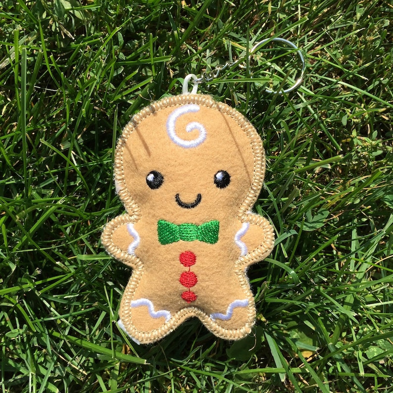 Gingerbread Man Keychain Felt Xmas key chain Stocking - Etsy España