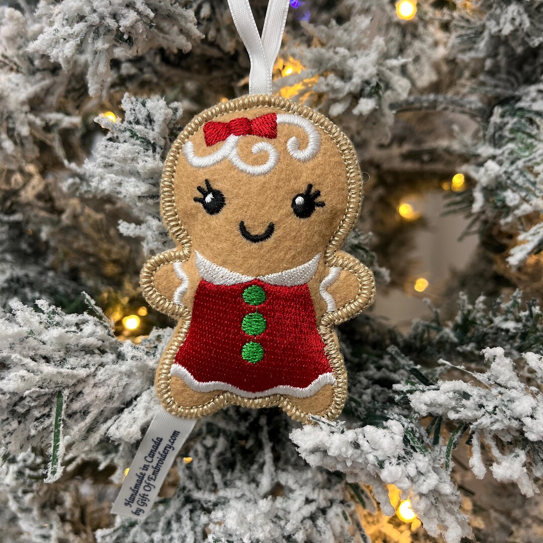Gingerbread Girl Ornament: Personalized Embroidered Stuffed Christmas ...