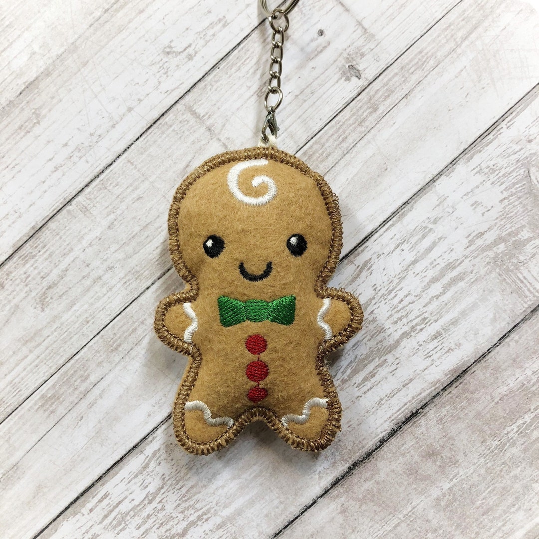 Gingerbread Man Keychain Felt Xmas key chain Stocking Stuffers Stuffed ...