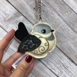 Chickadee Bird Keychain - Embroidered Stuffed Felt Decoration Key Fob ...