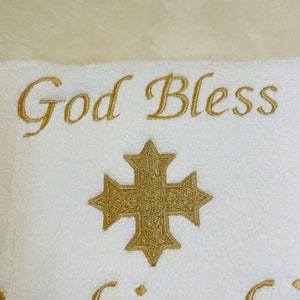 Personalized Baptism Towel Coptic Cross Embroidery on Christening Towel ...
