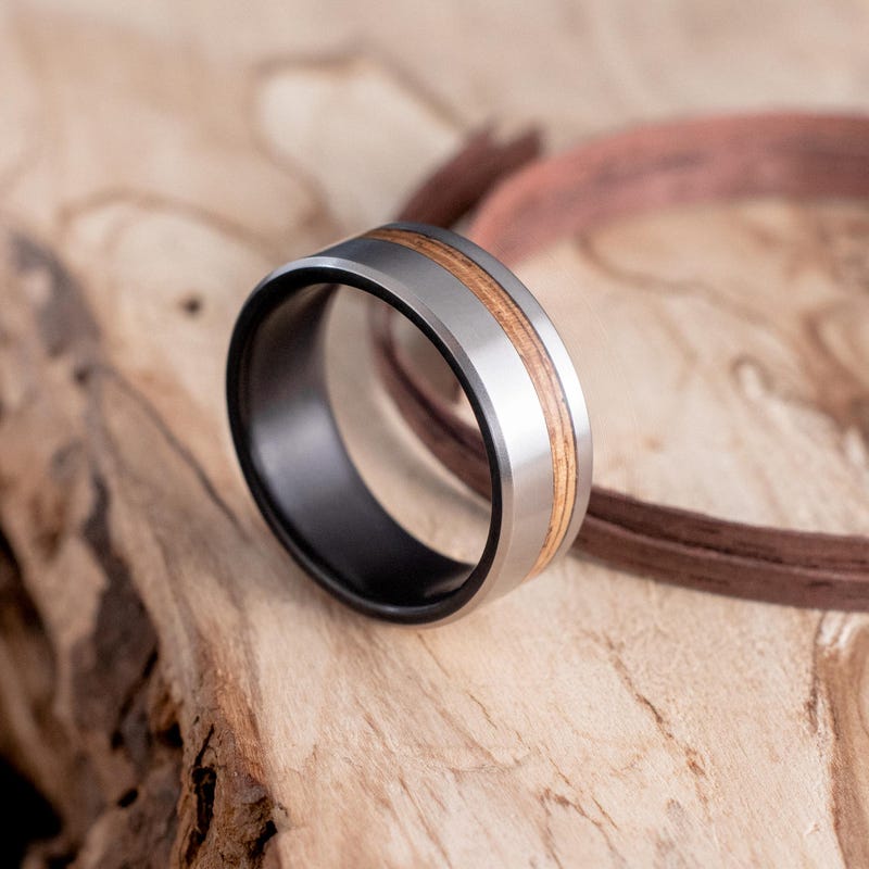 Titanium Wood Ring - Etsy