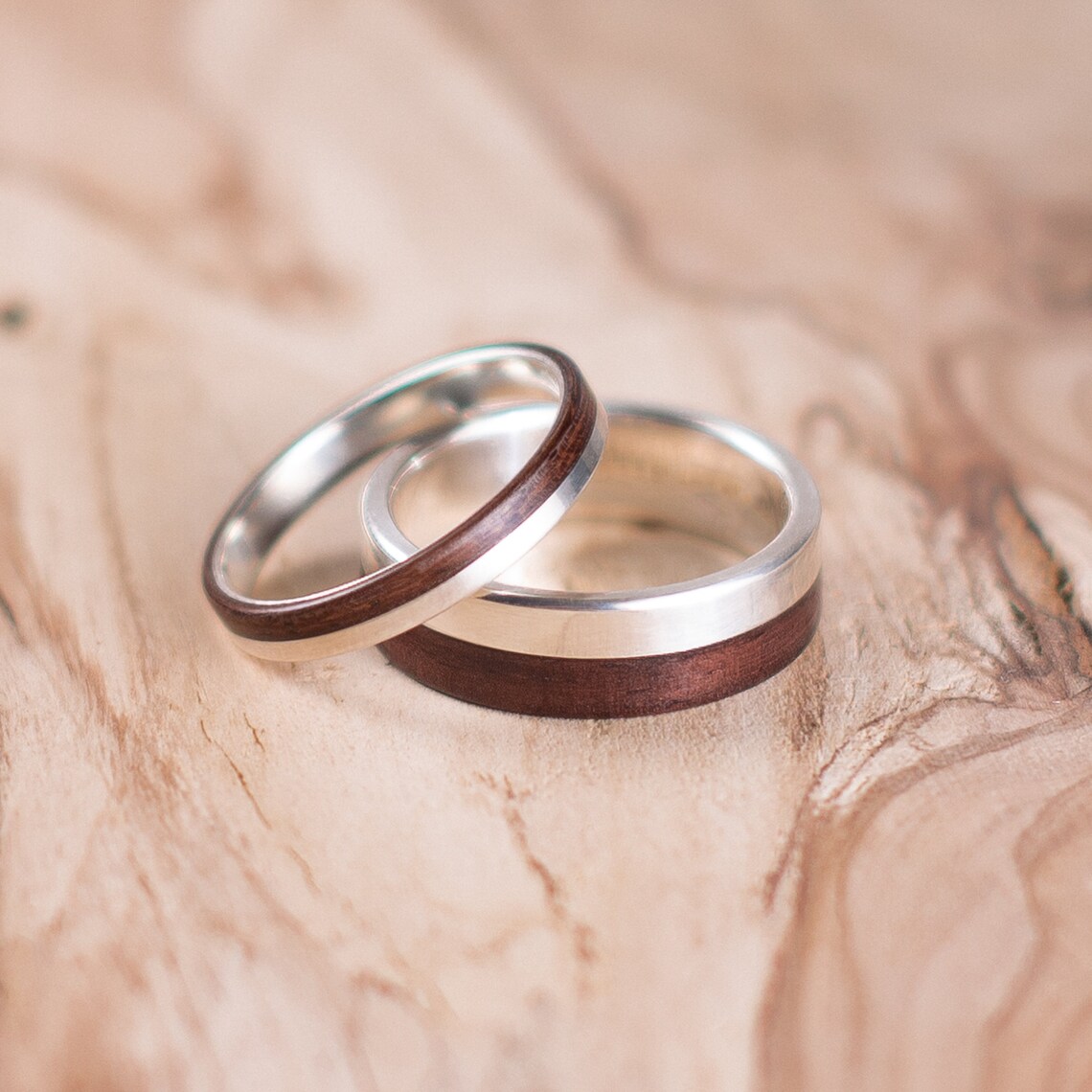 Silver and Rosewood Wood Ring Engagement Ring Wedding Ring. - Etsy