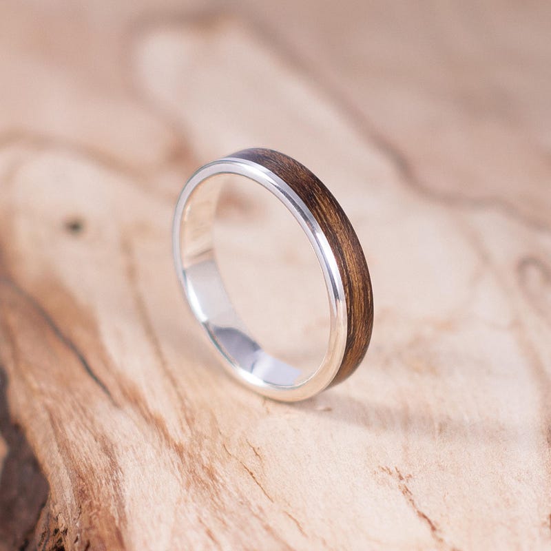 Silver Wood Ring - Etsy