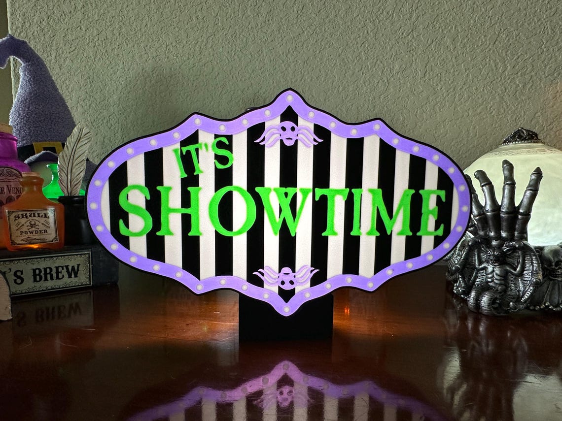 Beetlejuice Inspired "it's Showtime" LED Sign-halloween Decor, Light-up ...