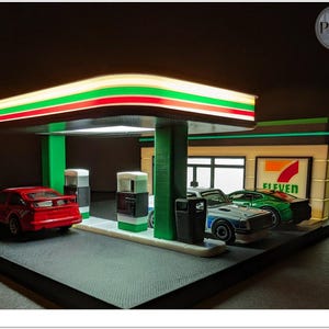 1:64 Scale Custom-built Gas Station Diorama With LED Lights, 3D Printed ...