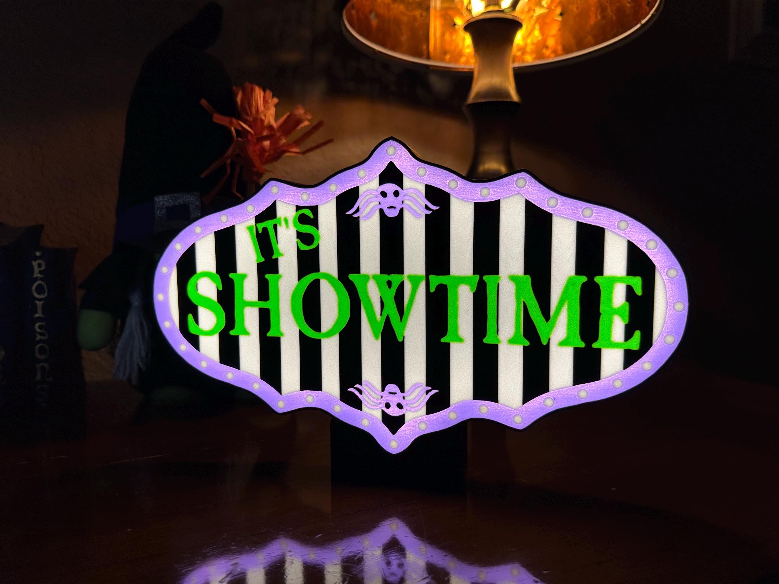 Beetlejuice Inspired "it's Showtime" LED Sign-halloween Decor, Light-up ...