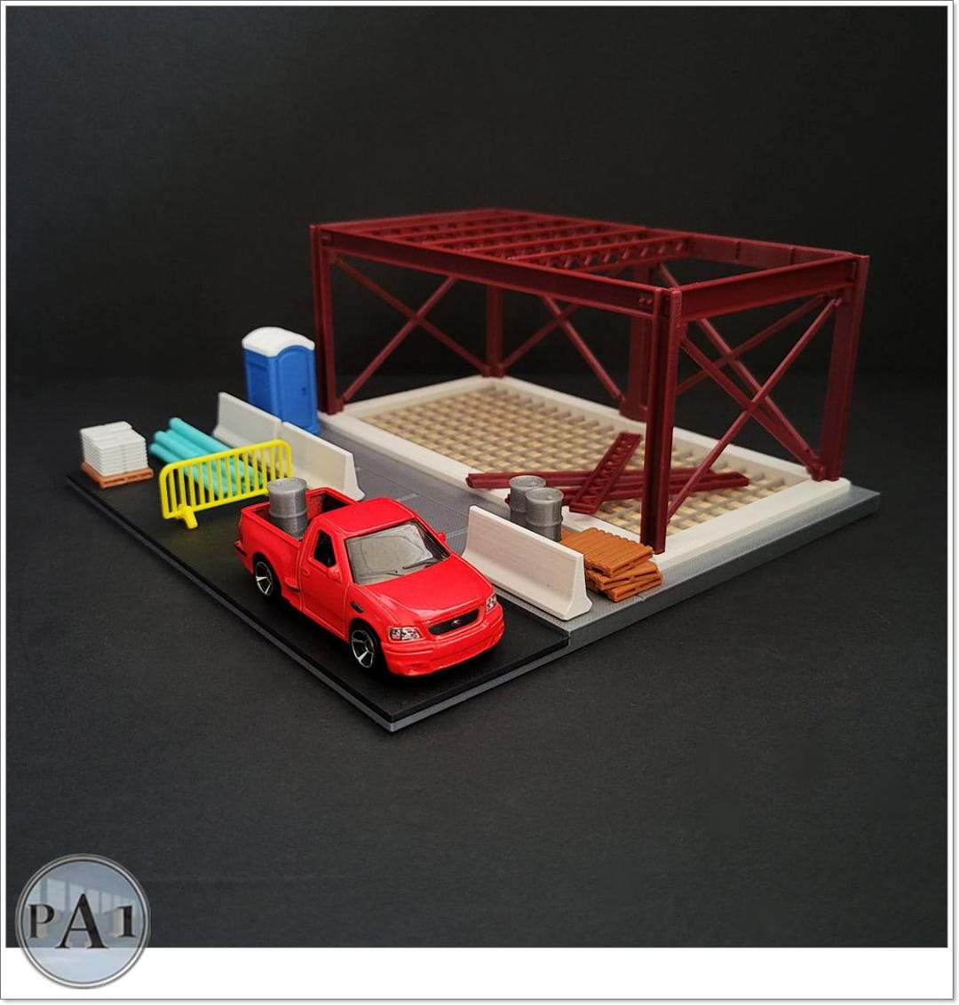 1:64 Scale Construction Site Diorama With Steel Structure Frame – 3D ...