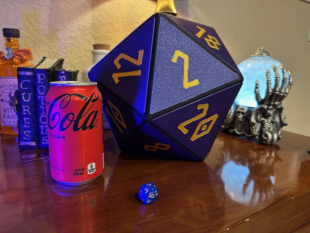 Large Customizable 3D Printed D20 Dice for Gamers – 8 3/8" Tall Decor ...