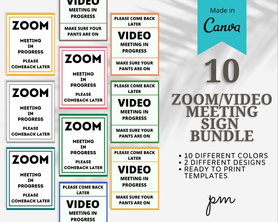 Zoom Meeting in Progress Sign 10 Printable Templates Do Not - Etsy