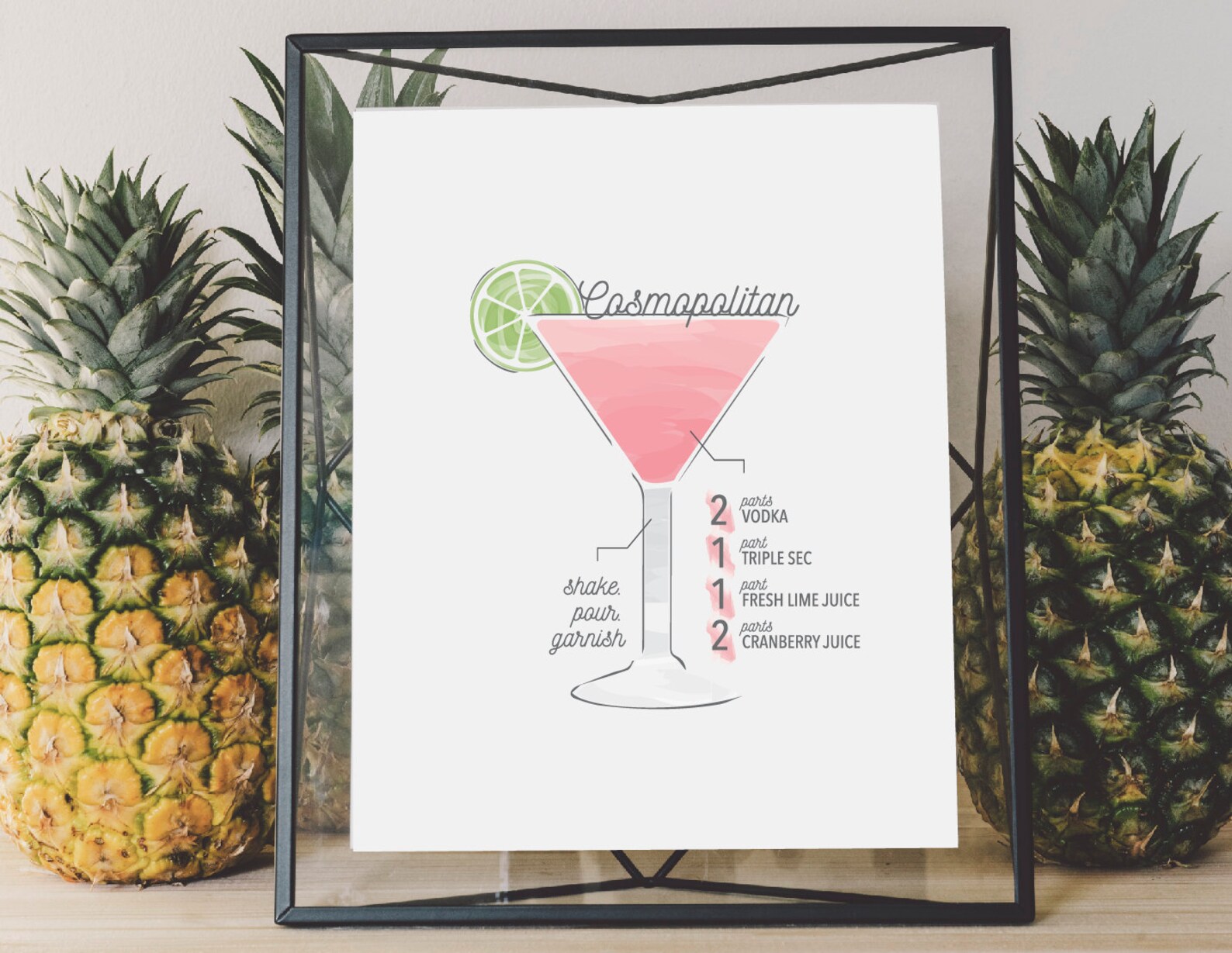 Cosmo / Cosmopolitan Cocktail Printable, Bar Cart Art, Bar Sign ...