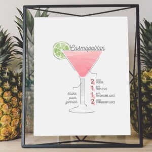 Cosmo / Cosmopolitan Cocktail Printable, Bar Cart Art, Bar Sign ...