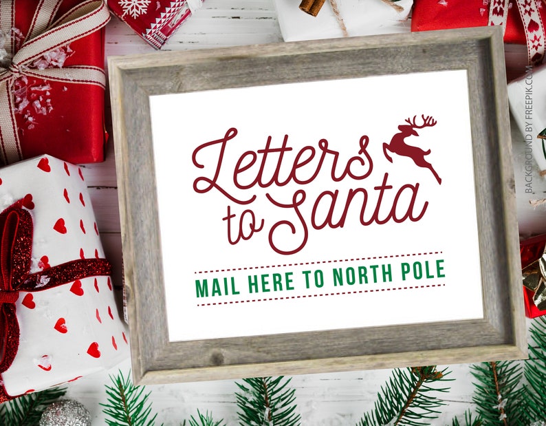 Letters To Santa Mail To North Pole Farmhouse Christmas Sign Instant