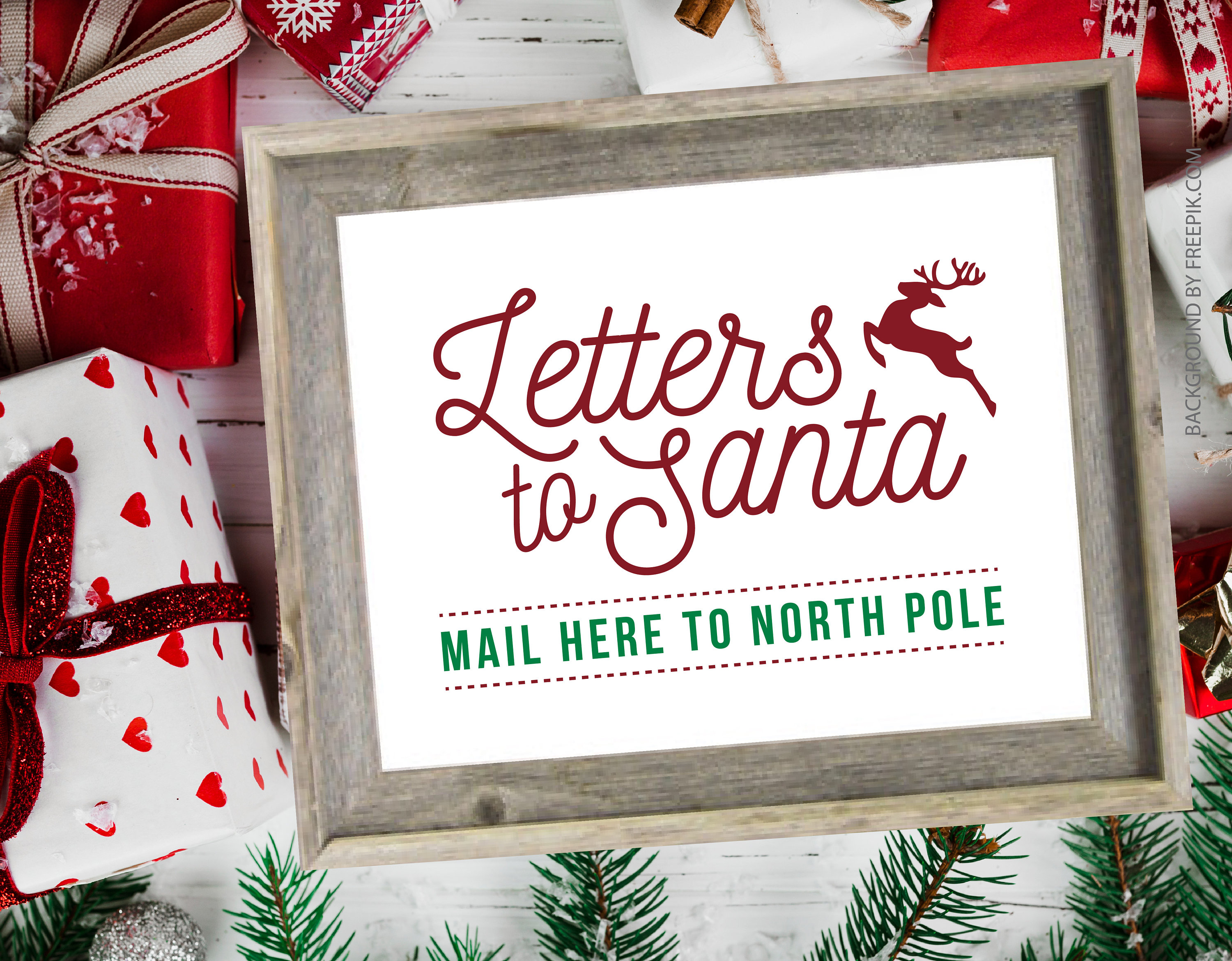 Letters to Santa Mail to North Pole Farmhouse Christmas Sign Instant ...