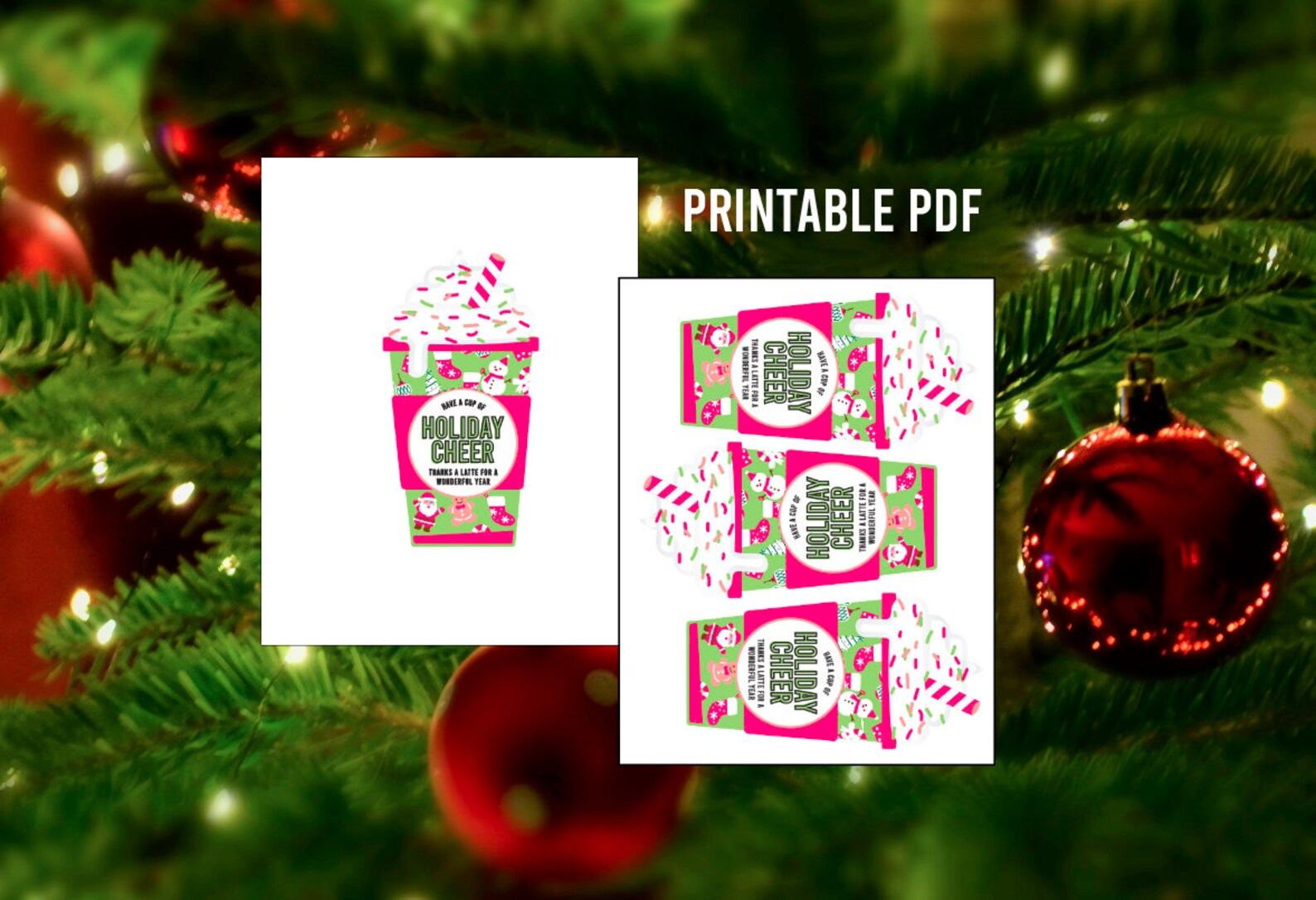 Christmas Coffee Gift Card Printable, Teacher Gift, Gift Card Holder ...