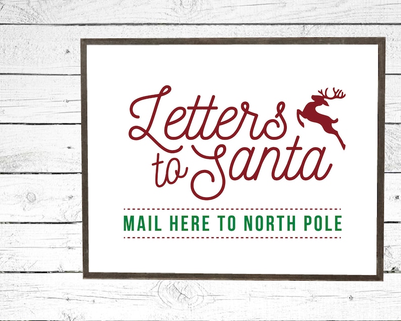 Letters to Santa Mail to North Pole Farmhouse Christmas Sign Instant ...