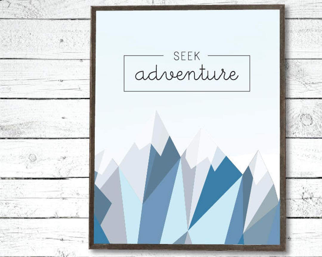 Seek Adventure Mountain Watercolor Nursery Printable, Woodlands Nursery ...