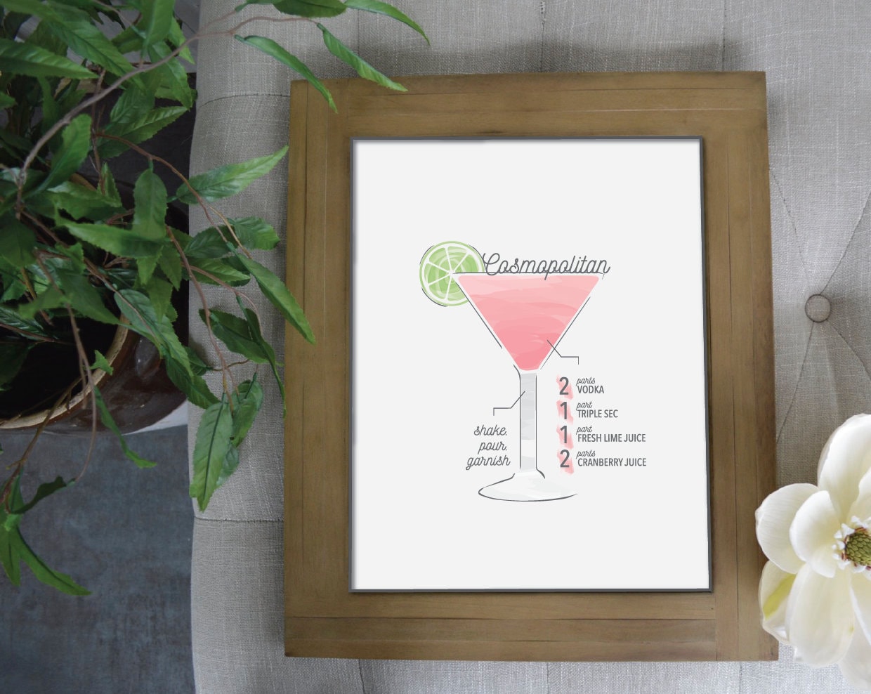 Cosmo / Cosmopolitan Cocktail Printable, Bar Cart Art, Bar Sign ...