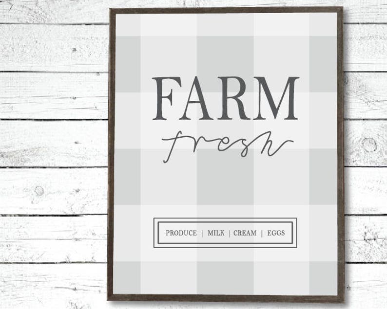 Farm Fresh Farmhouse Kitchen Sign Printable JPG / SVG File - Etsy
