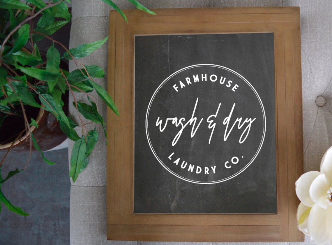 Wash & Dry Farmhouse Laundry Sign Printable PDF / SVG File - Etsy